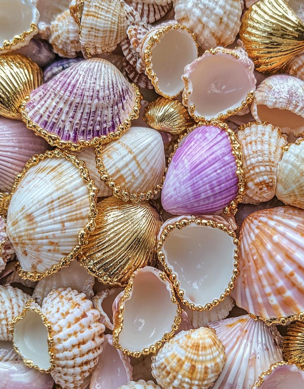 Realistic 600 DPI Gold Gilded Seashell Collection - Luxurious Seashells ...
