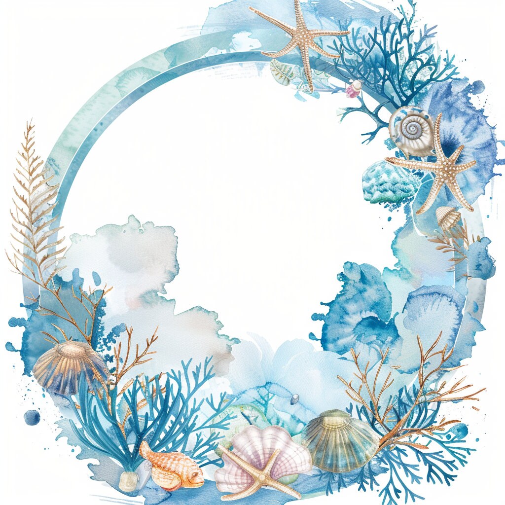 OCEAN Boho, Summer Clipart, Ocean Clipart, Coral Clipart, Watercolor ...
