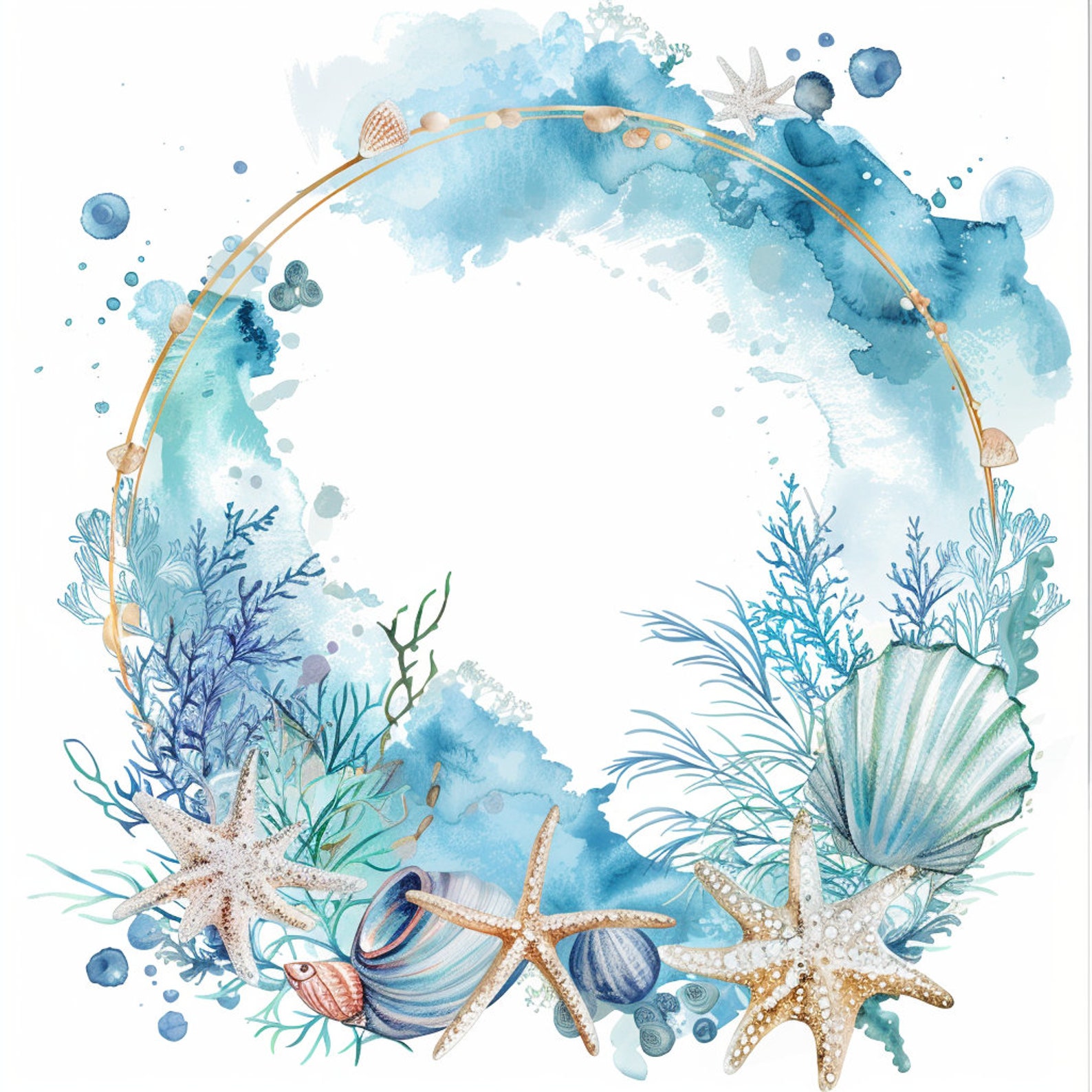 OCEAN Boho, Summer Clipart, Ocean Clipart, Coral Clipart, Watercolor ...