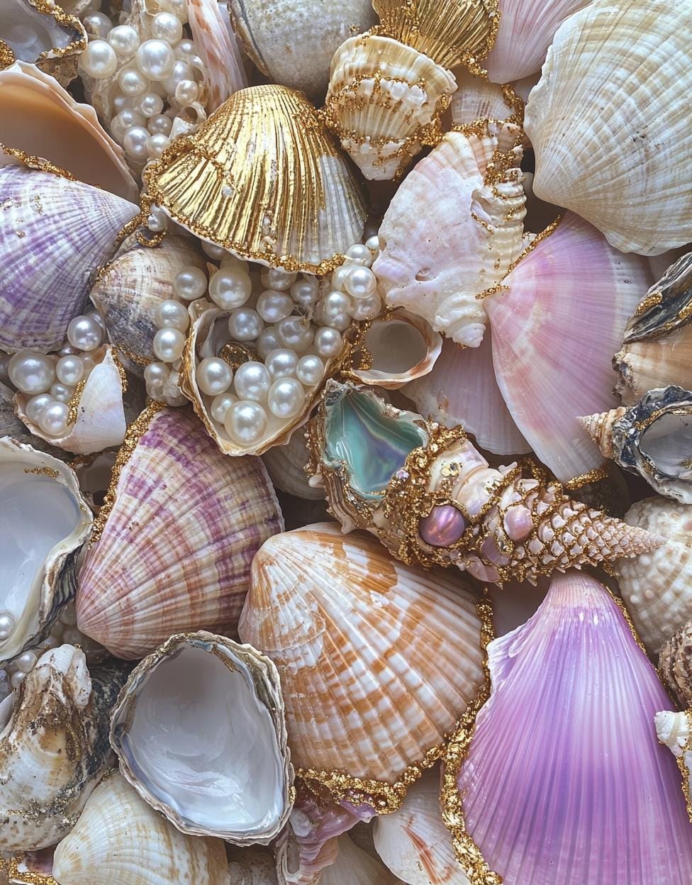 Realistic 600 DPI Gold Gilded Seashell Collection - Luxurious Seashells ...