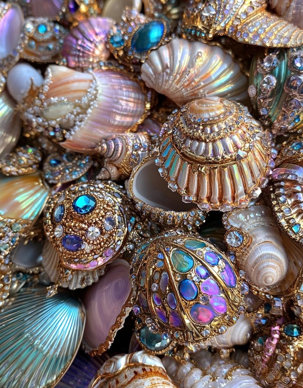 Realistic 600 DPI Gold Gilded Seashell Collection - Luxurious Seashells ...