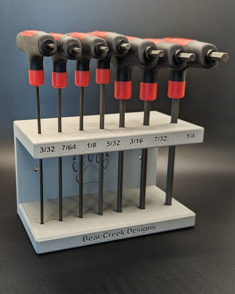 3D Printed T-handle Hex Key Rack – SAE Metric Allen Wrench Organizer ...