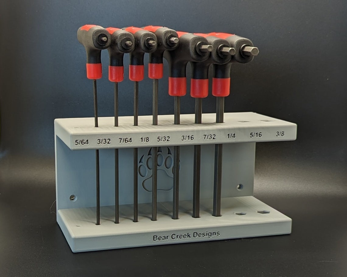 SAE & Metric T-handle Hex Key Storage Rack - 3D Printed Allen Wrench ...