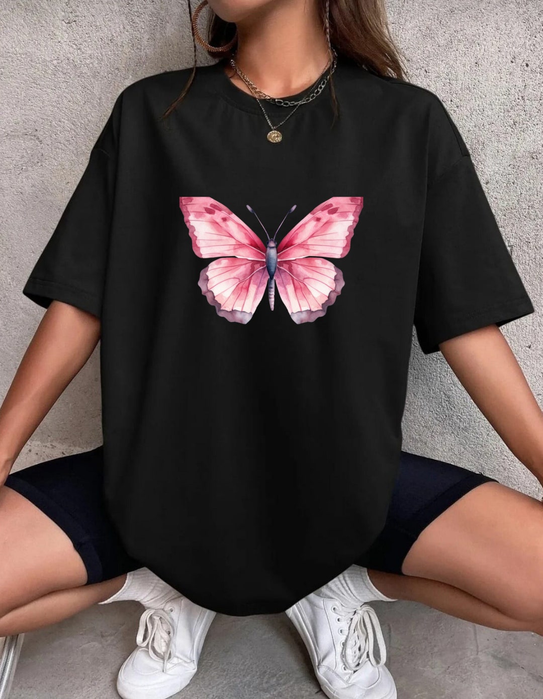 Butterfly Tee Shirt, Colorful Butterfly Graphic Tee, Women's Butterfly ...