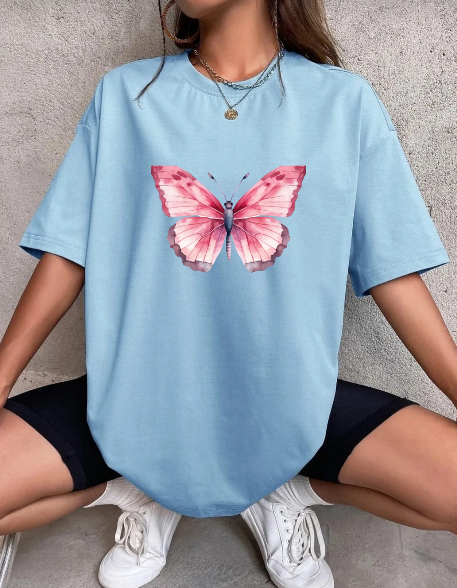 Butterfly Tee Shirt, Colorful Butterfly Graphic Tee, Women's Butterfly ...