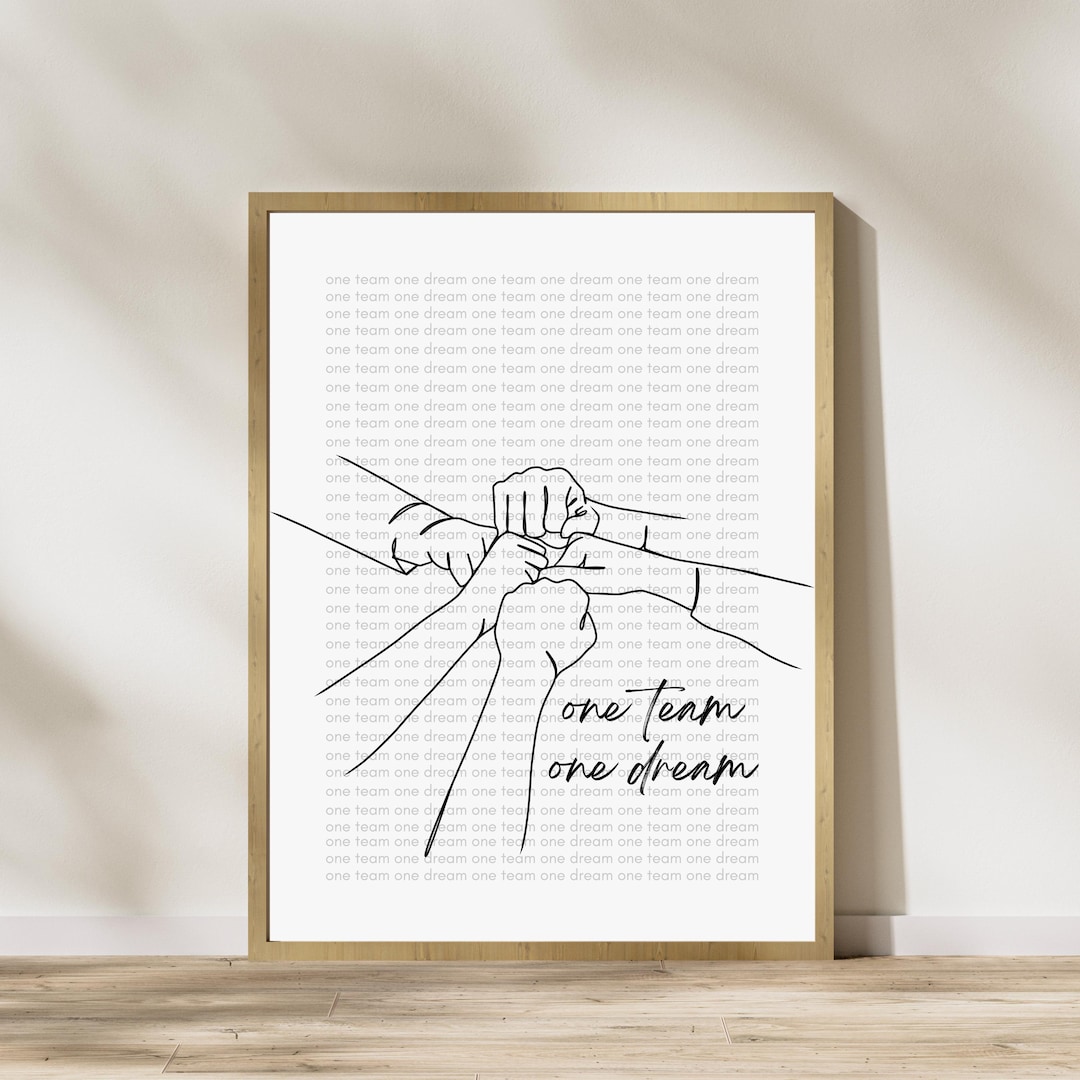 One Team One Dream Poster - Printable Team Work Print, Office Wall Art ...