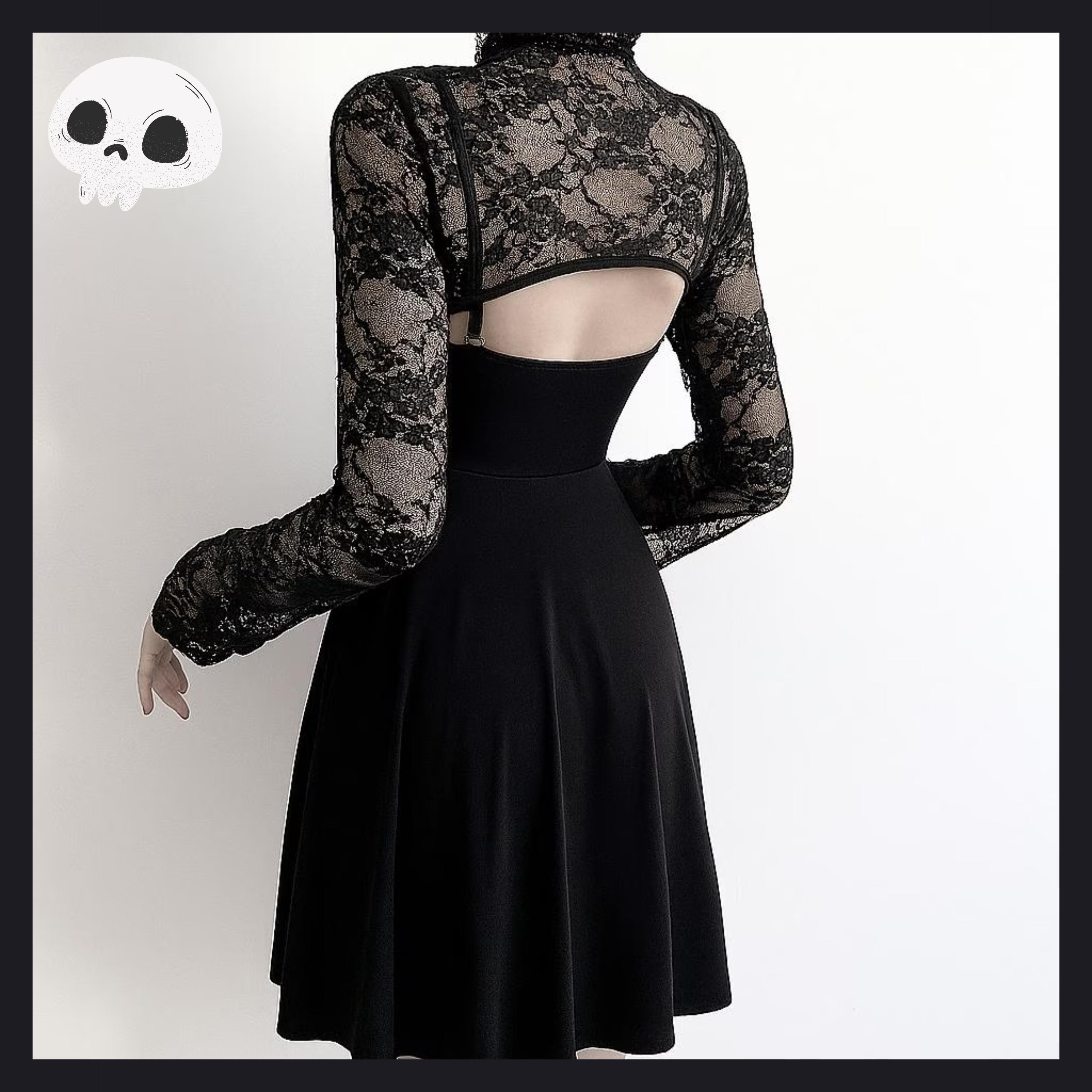 Gothic Black Bolero Lace Emo Sheer Goth Collar See Through, Lingerie ...