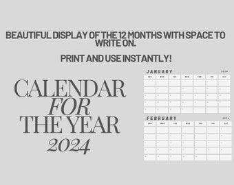 Minimalist 2024 Printable Nature Calendar Digital Planner Downlaoded ...