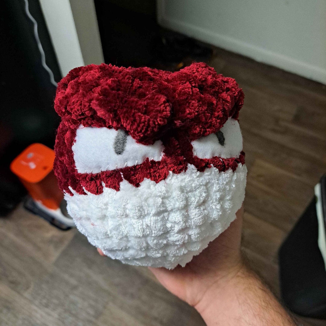 Red-white Spherical Monster Plushie - Etsy