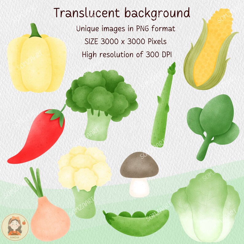 Cute Vegetable Clipart, Digital Download, Watercolor Vegetable, Garden ...