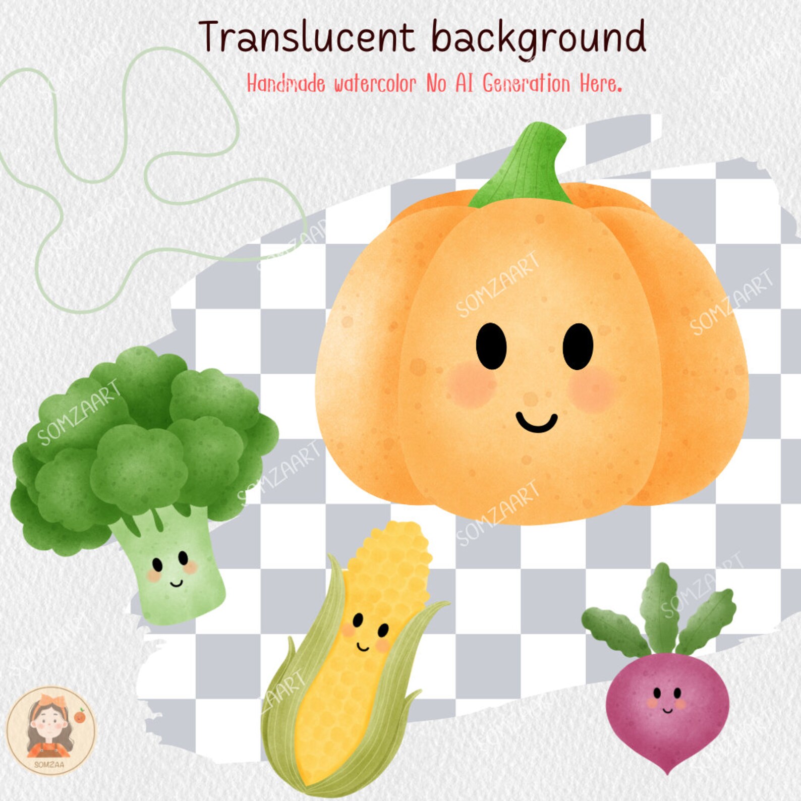 Cute Vegetable Clipart, Digital Download, Watercolor Vegetable, Garden ...
