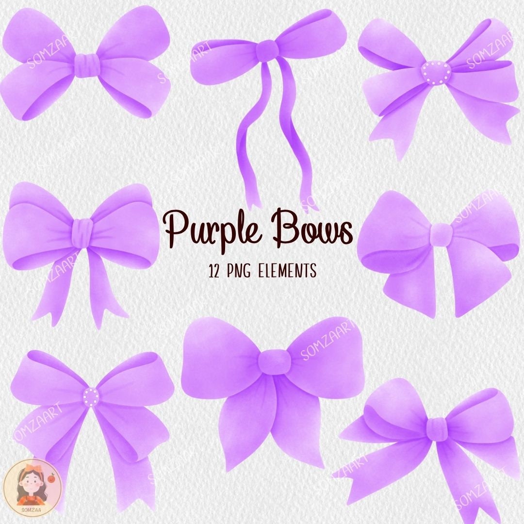 Watercolor Pastel Purple Bows Clipart PNG Pastel Ribbon Bow, Silk Bow ...