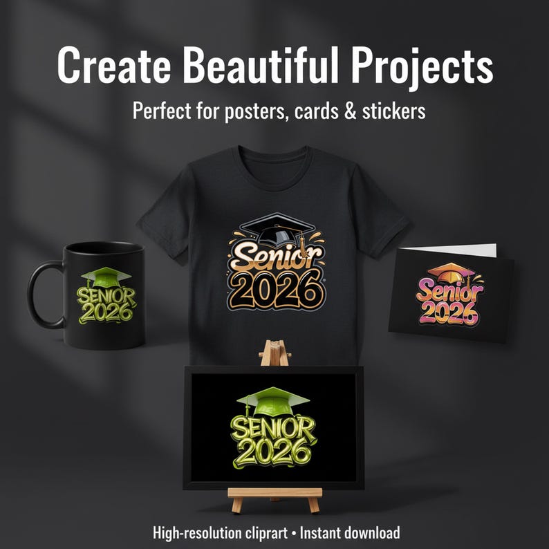 Senior 2026 Graduation PNG Pack | Graffiti Style Graduate Clipart for ...
