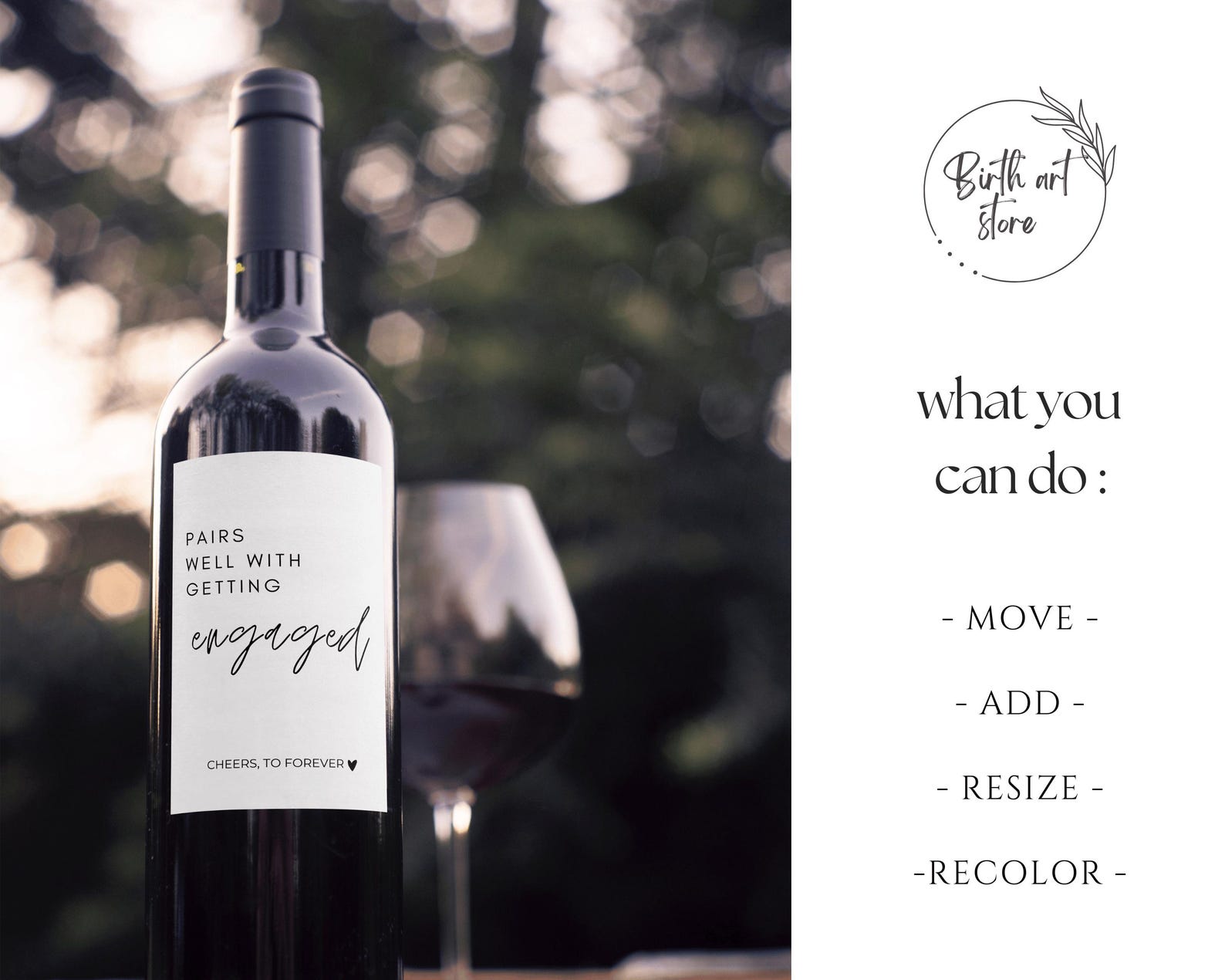Engagement Champagne Label, Printable Wine Bottle Label Template, Pairs ...
