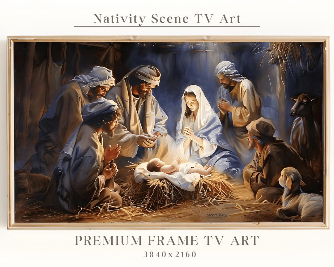 Nativity Scene Tv Art, Frame TV Nativity Scene, Christianity Tv Art ...
