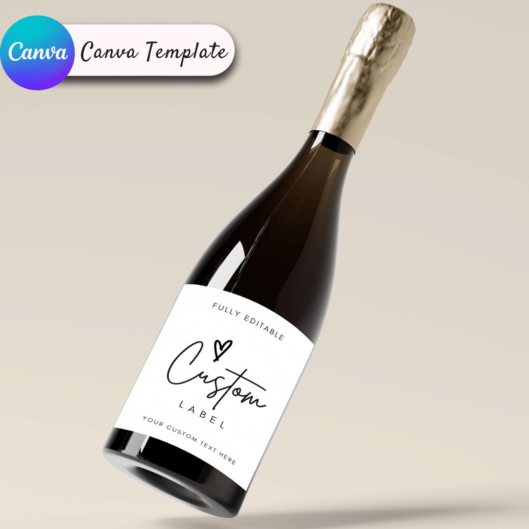 Custom Wine Label Template, Wedding Wine Label Template, Printable Wine ...