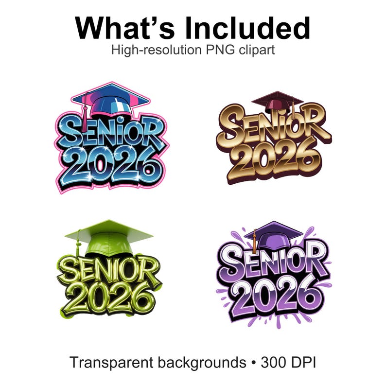 Senior 2026 Graduation PNG Pack | Graffiti Style Graduate Clipart for ...