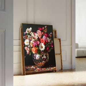 Disco Art, Maximalist Wall Art Print, Vintage Floral Disco Art, Retro ...
