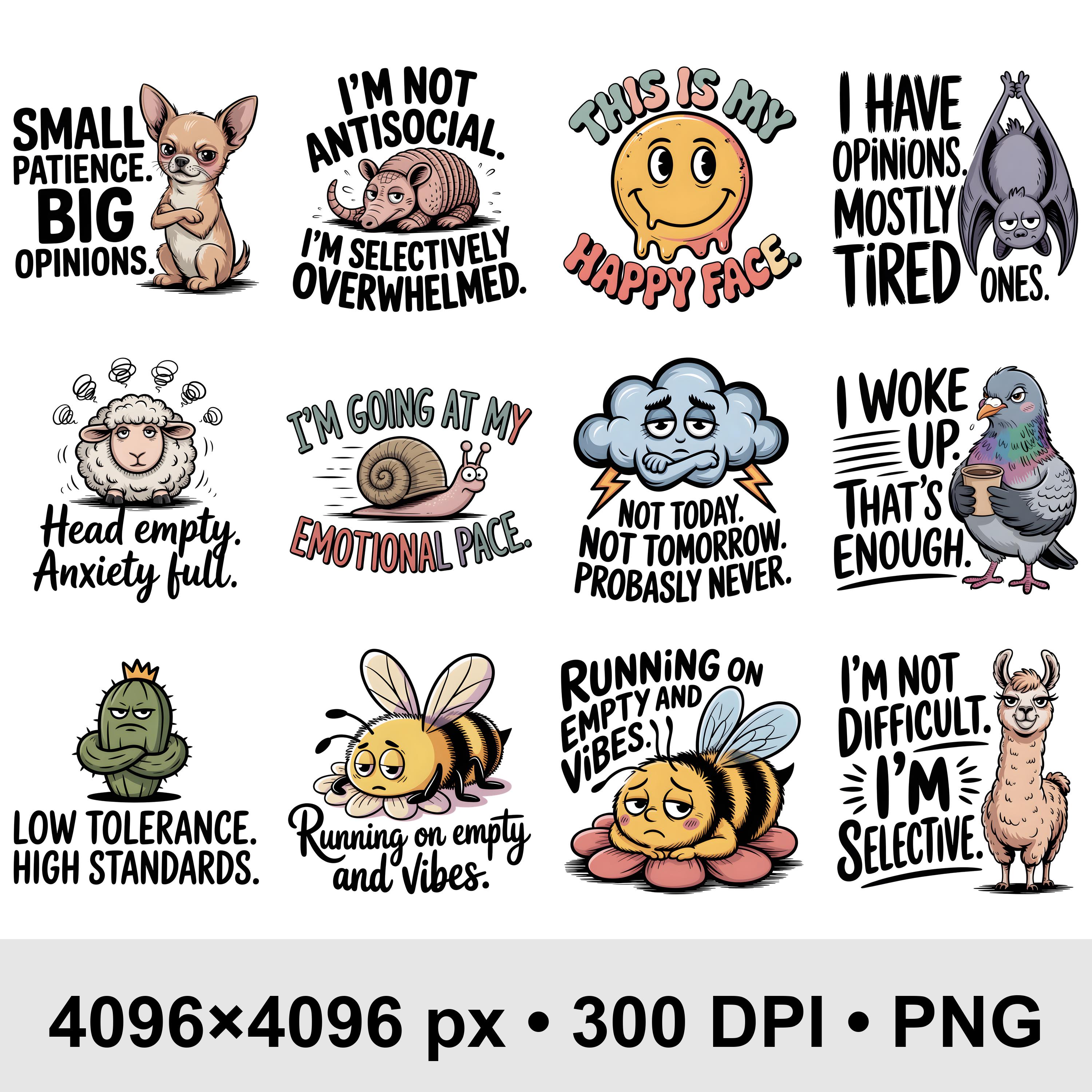 Sarcastic Clipart Bundle 70 Funny Pngs For Sublimation And Stickers