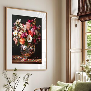 Disco Art, Maximalist Wall Art Print, Vintage Floral Disco Art, Retro ...