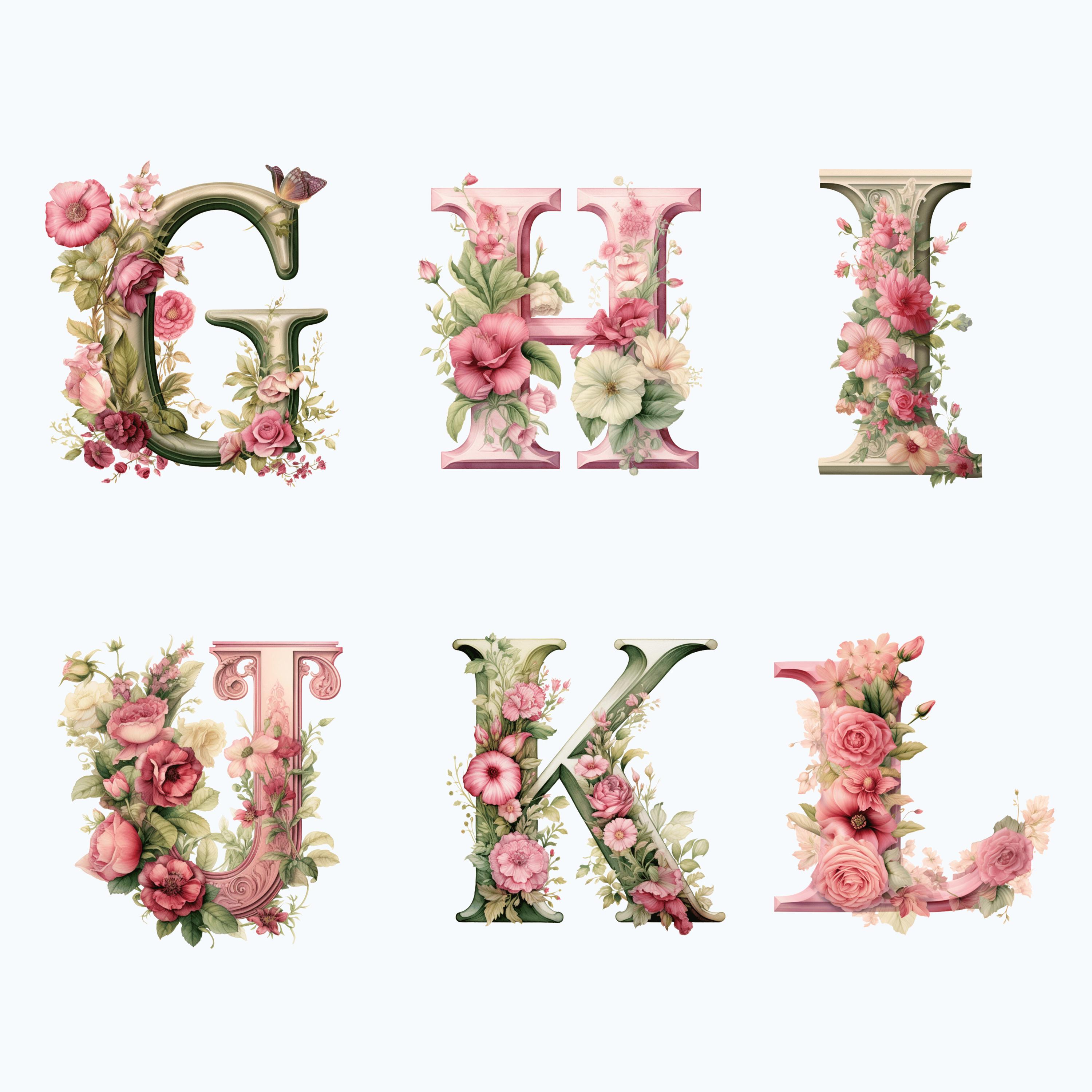 Pastel Alphabet Png, Boho Alphabet Clipart, Pink-themed Alphabet Design ...