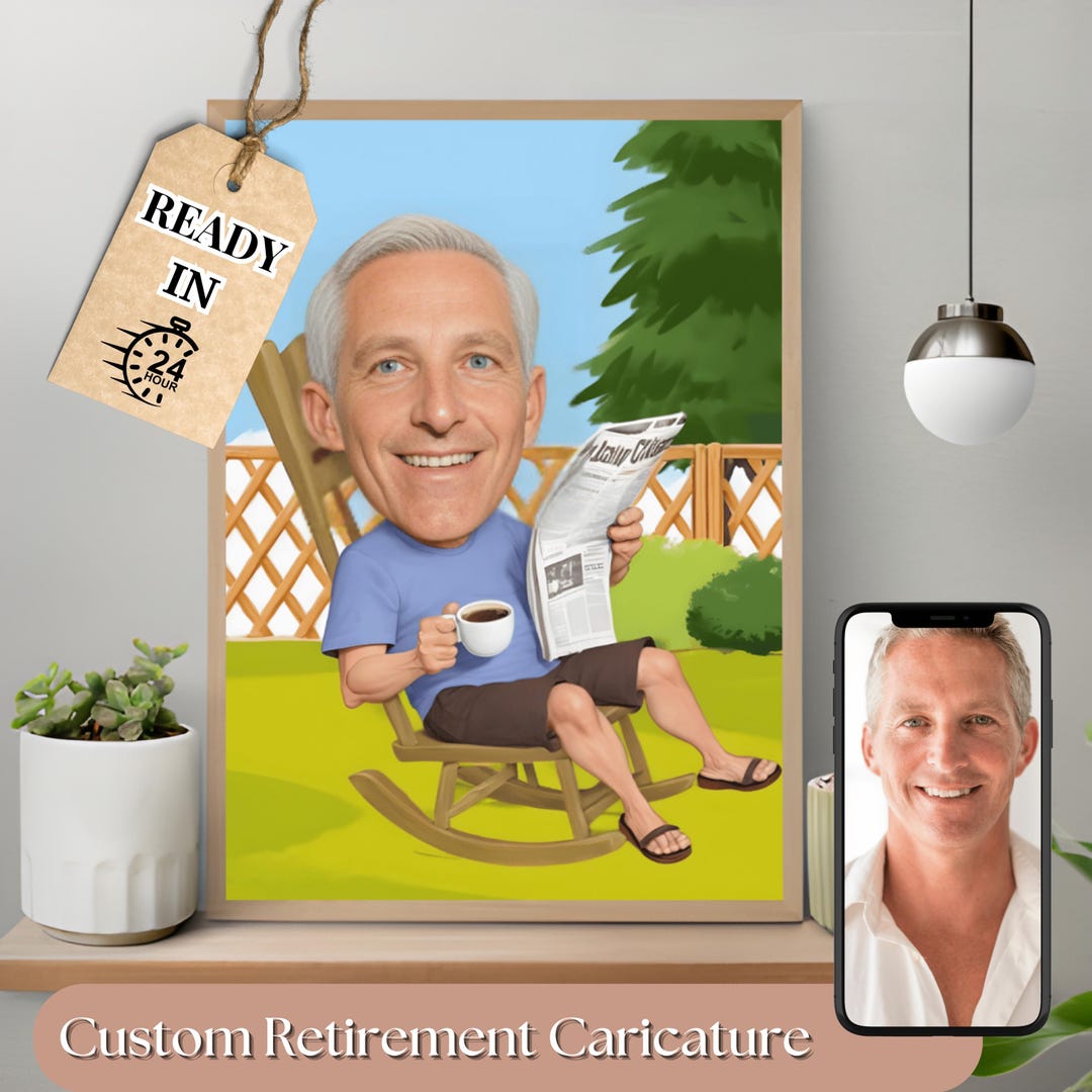 Retirement Cartoon Caricature, Custom Cartoon Gift, Custom Retirement ...