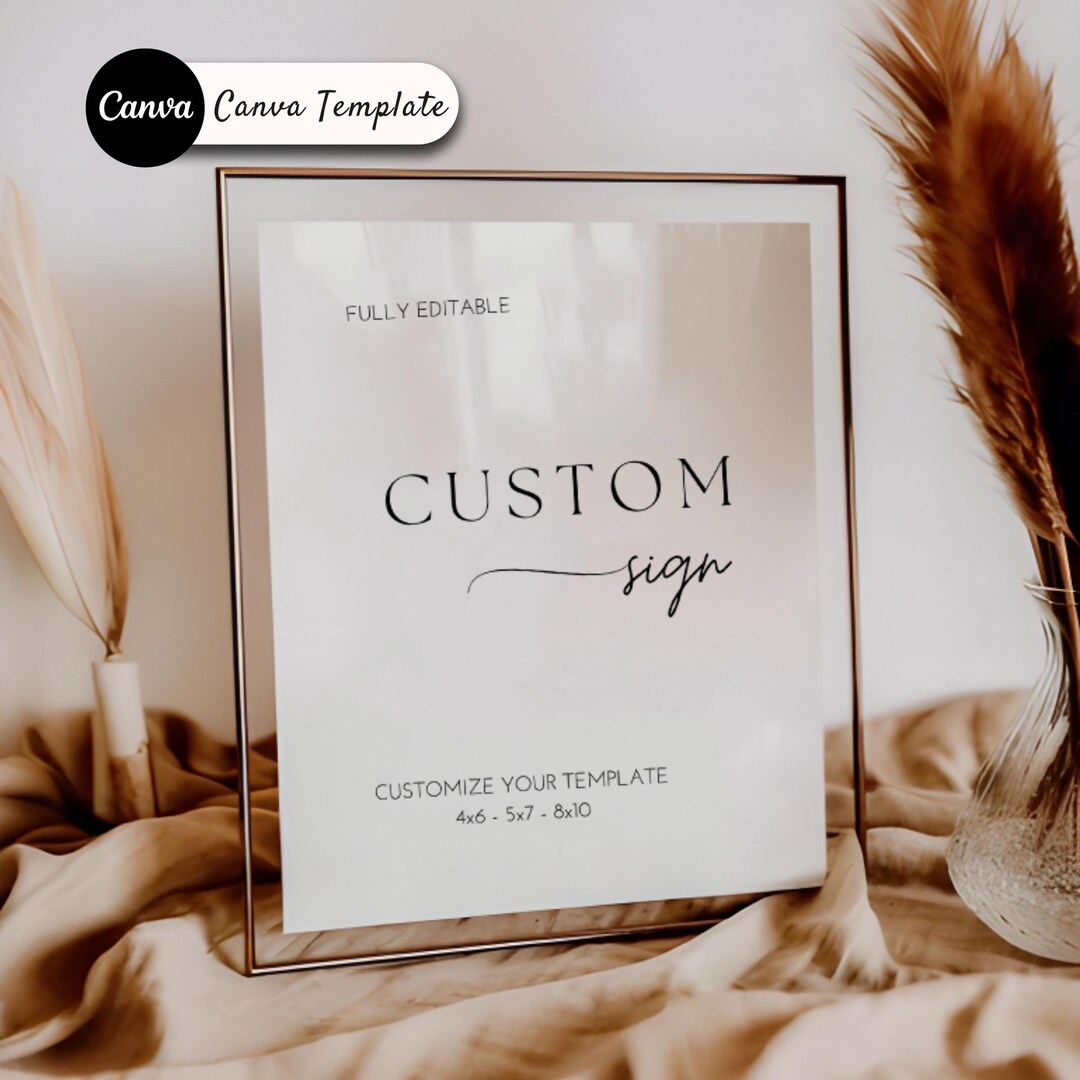 Custom Sign Template, Bohemian Wedding Signs, DIY Wedding Sign Template ...