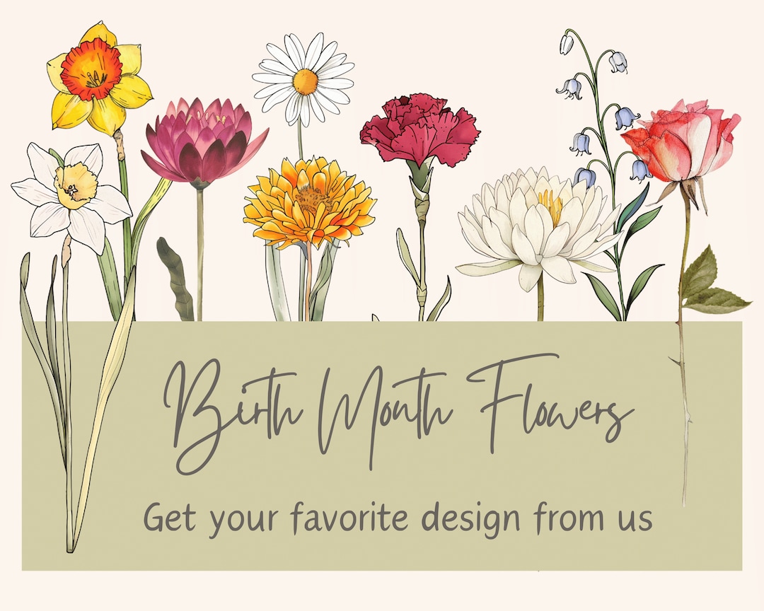 Birth Flower Family Bouquet Digital, Personalized Birth Month Flower ...