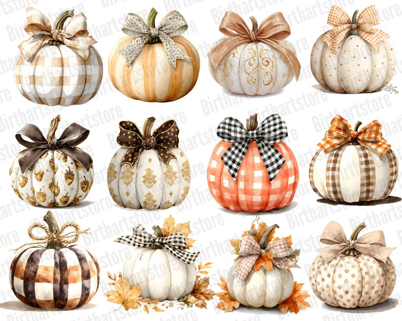 Watercolor Pumpkin Clipart Bundle – Autumn Fall PNG Designs for ...