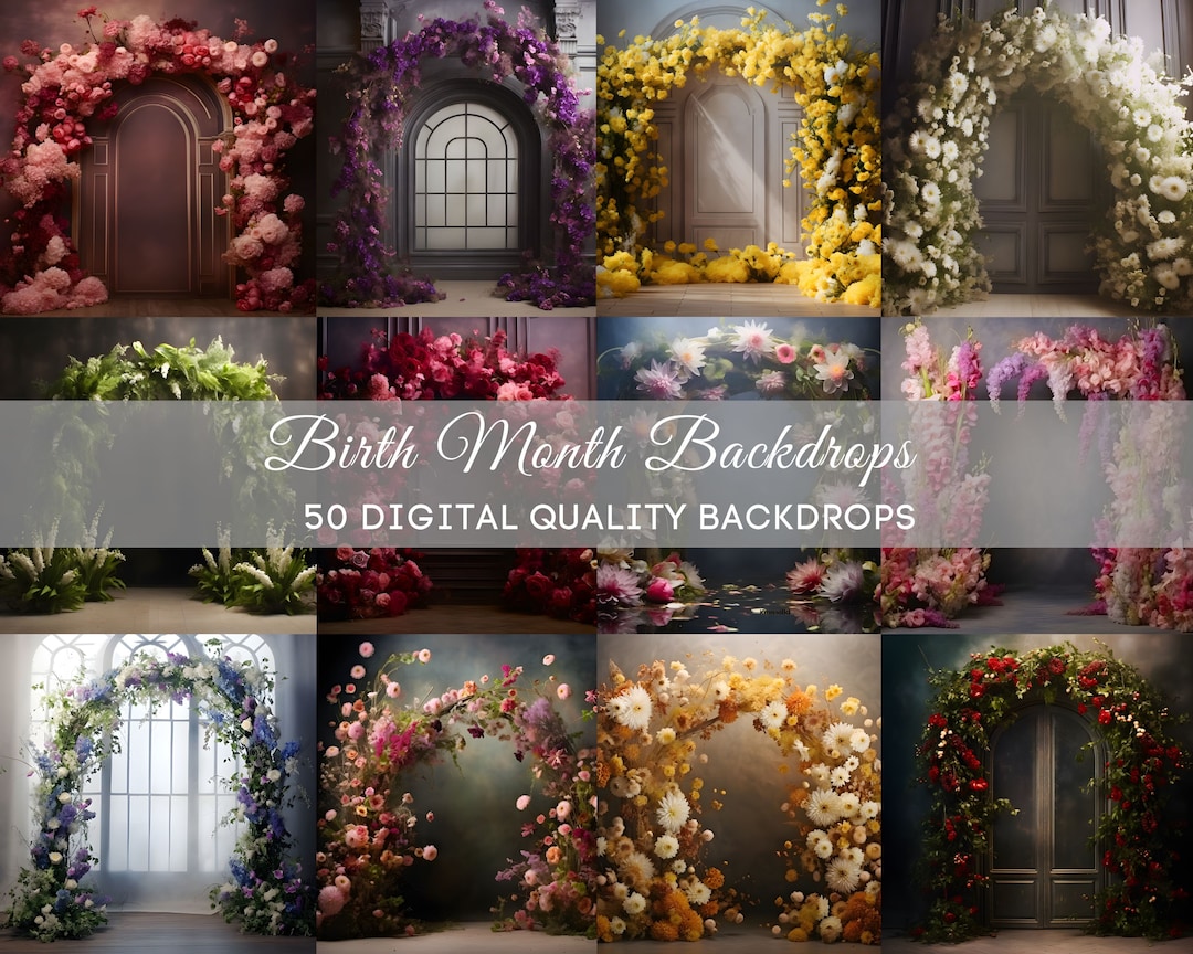 Birth Month Flower Frame Backdrops I Maternity Backdrop I Birthday ...