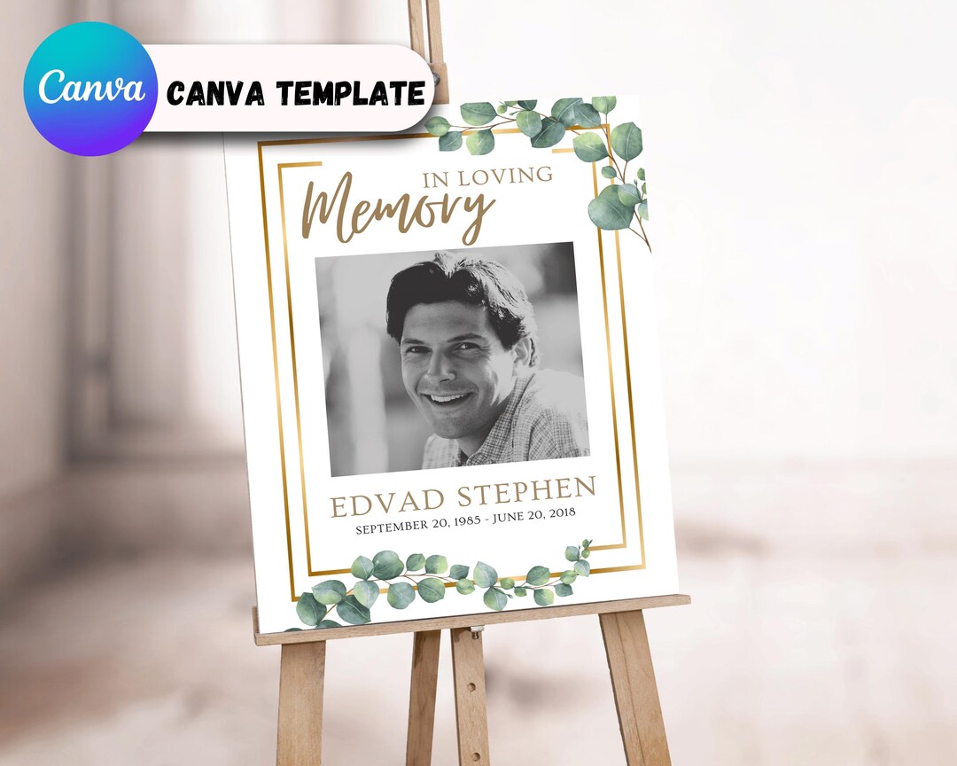 Funeral Photo Collage Sign Template | Editable Canva Memorial Poster ...