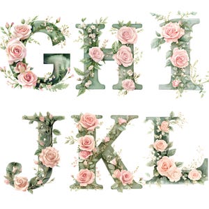Floral Alphabet Clipart, Alphabet Clipart Bundle, Watercolor Floral ...