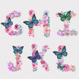 Floral Alphabet Clipart, Pink Alphabet Clipart, Watercolor Floral ...