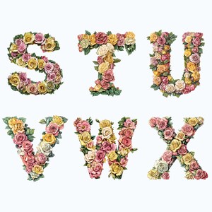 Watercolor Alphabet Clipart, Pastel Floral Alphabet, Floral Letters ...