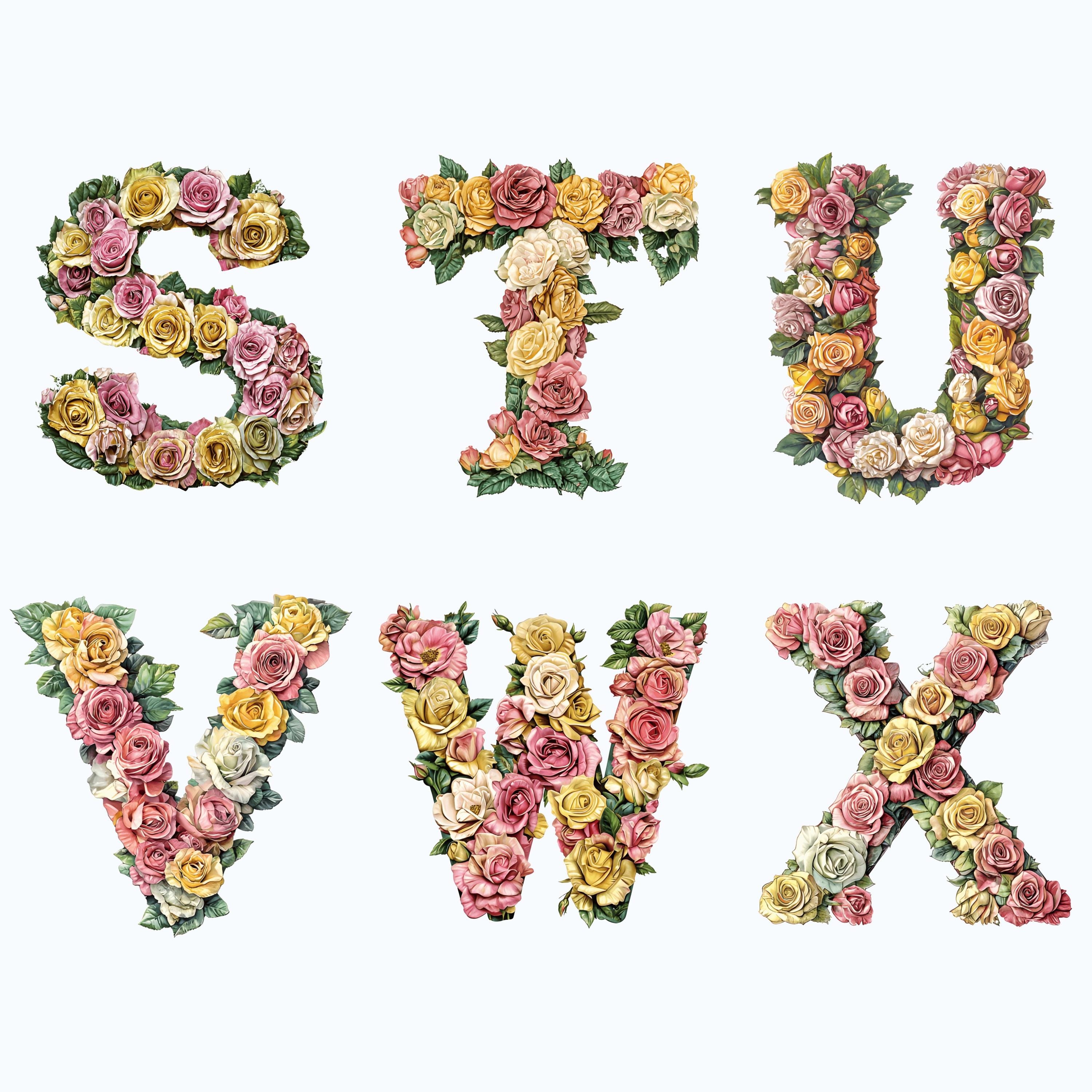 Watercolor Alphabet Clipart, Pastel Floral Alphabet, Floral Letters ...