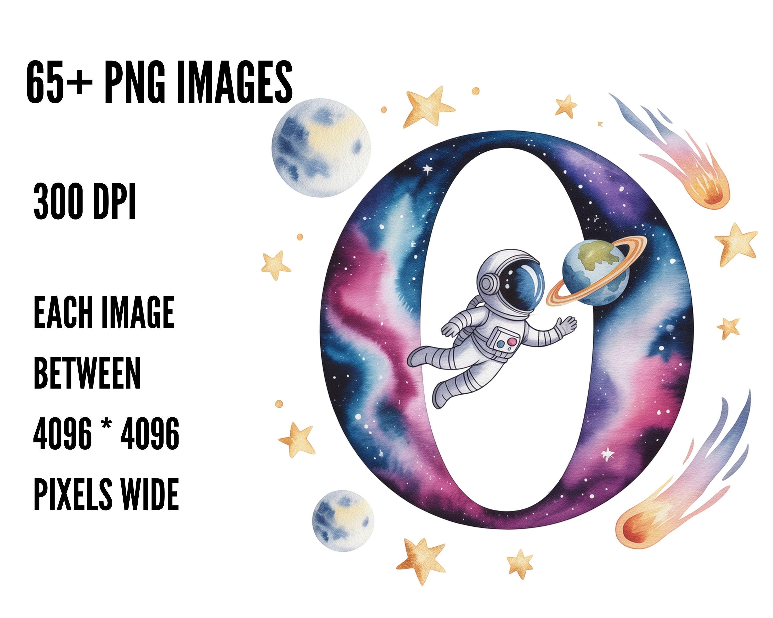 Space Alphabet Clipart | Watercolor Galaxy Astronaut Letters PNG ...