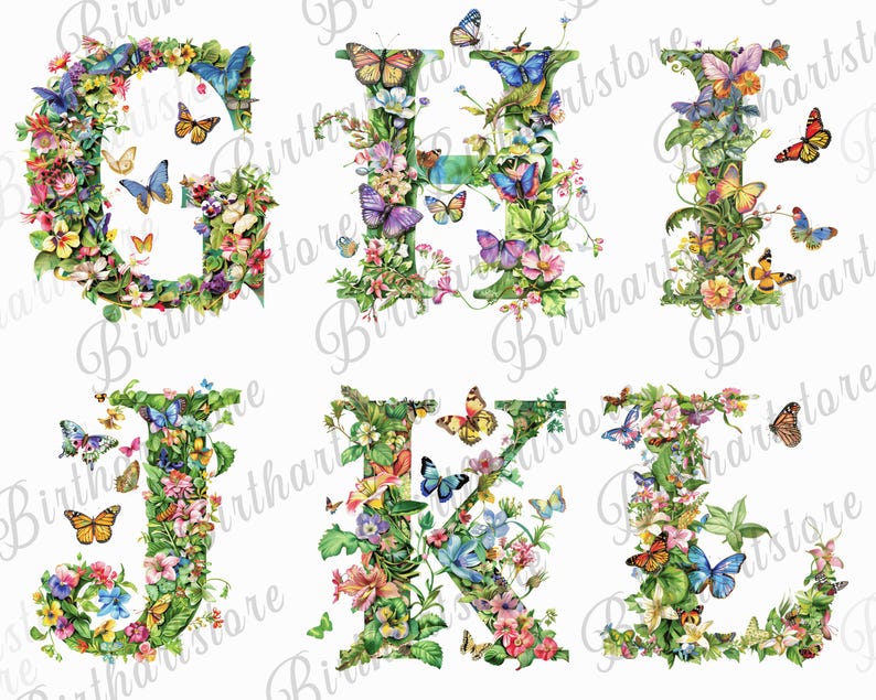 Watercolor Spring Floral Alphabet Collection, Baby Milestone Butterfly ...