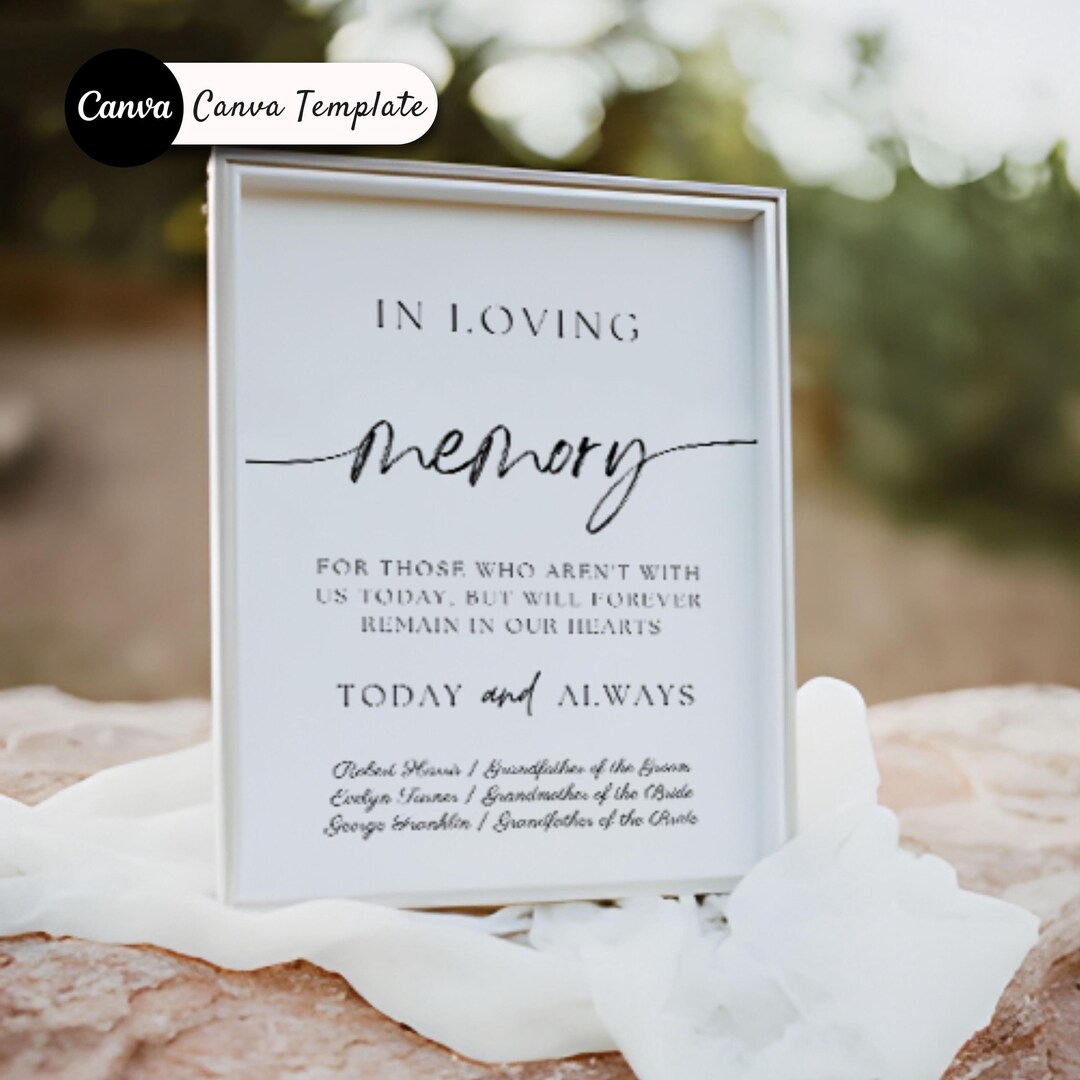 In Loving Memory Wedding Sign, Wedding Memorial Sign, Printable in ...