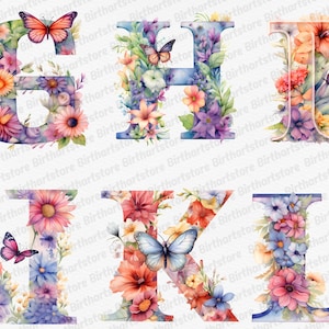 Floral Alphabet Clipart, Floral Letter Monogram, Floral Initial ...