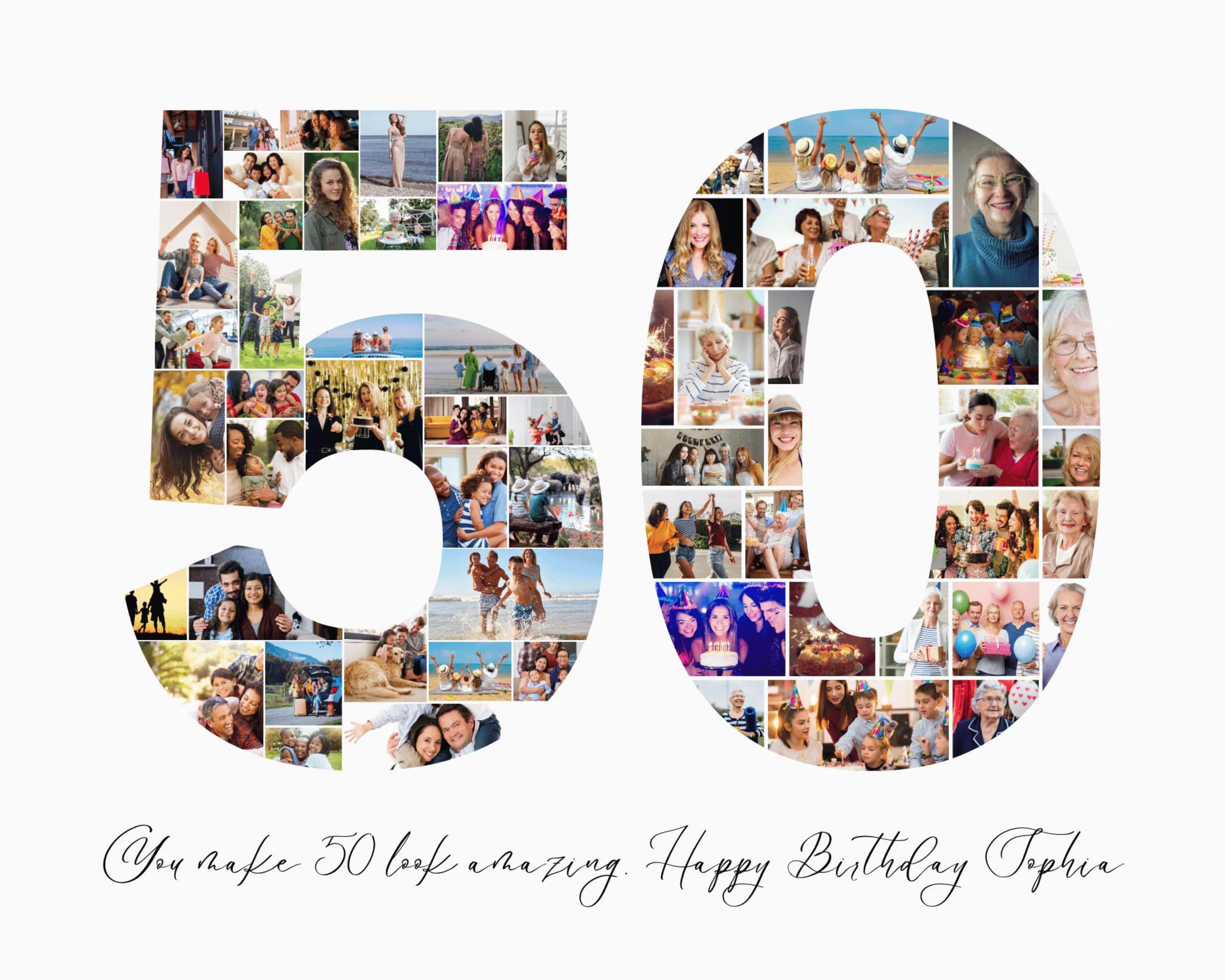 50th Birthday Photo Collage, Personalized 50th Birthday Gift, DIY ...