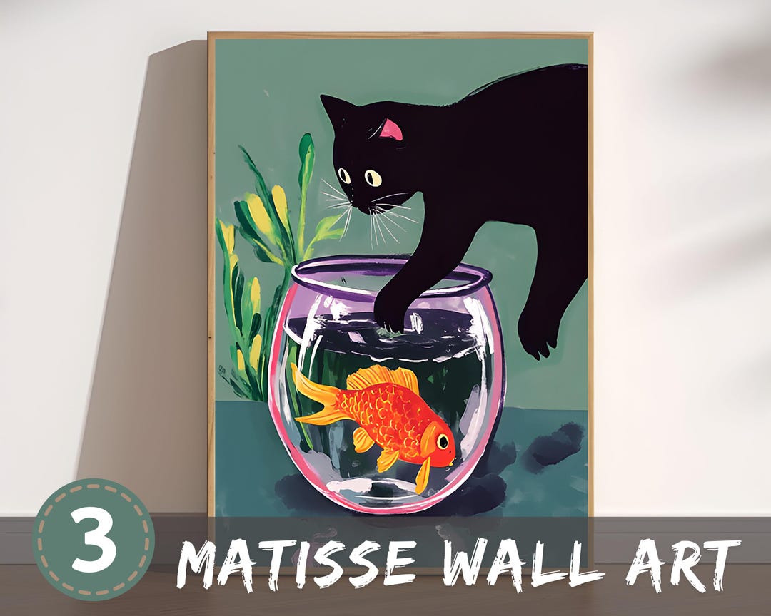 Matisse Goldfish Poster, Henri Matisse Cat Art, Black Cat Poster, Cat ...