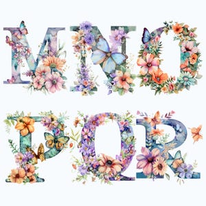 Watercolor Alphabet Clipart, Alphabet Digital Print, Elegant Letter ...