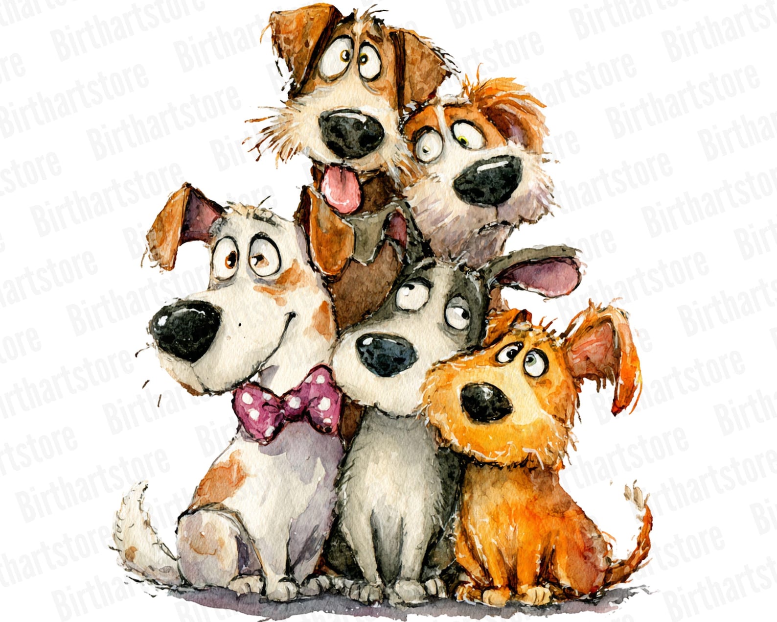 Quirky Dogs Clipart Whimsical Funny Pet Illustrations (digital Download ...