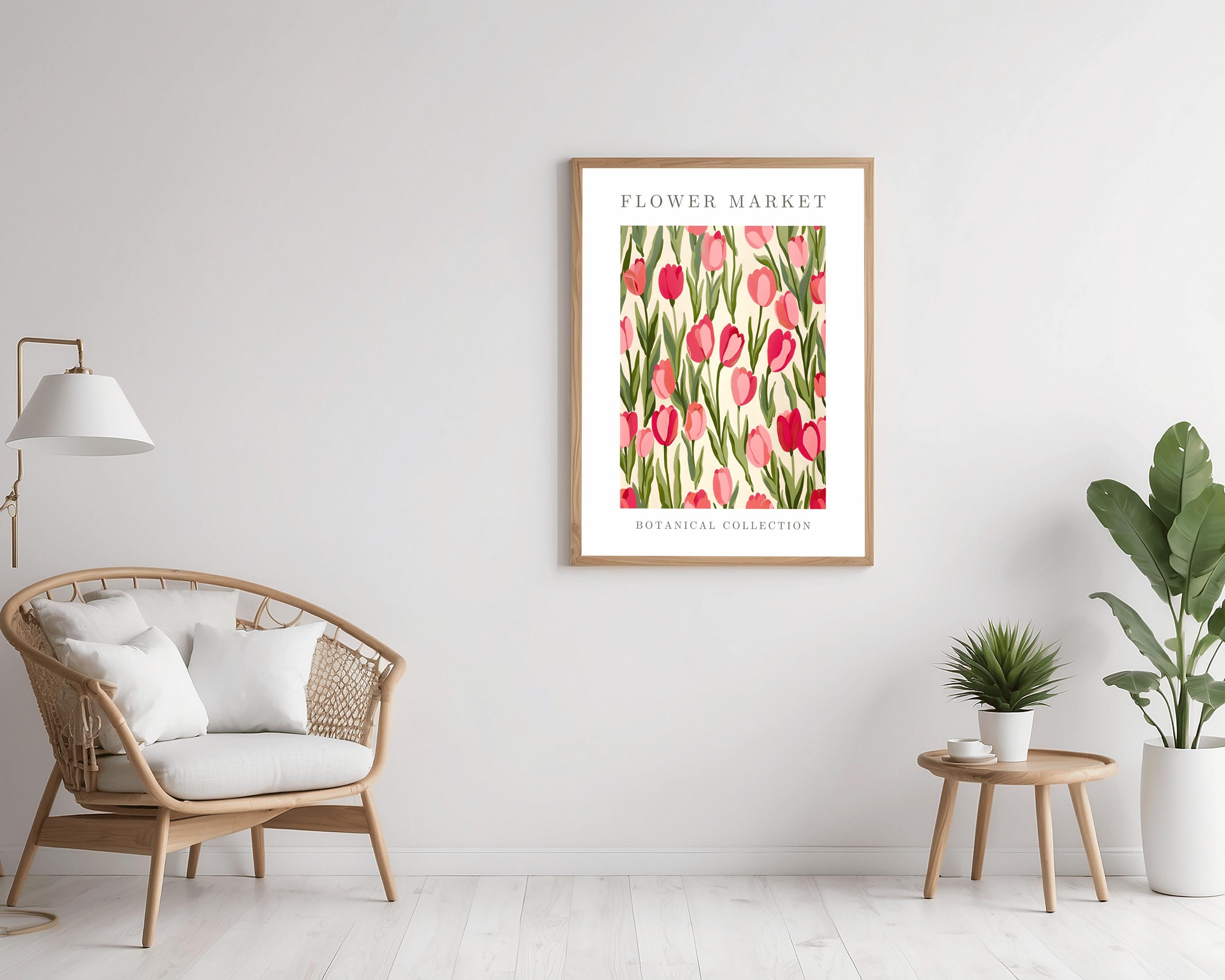 Tulip Flower Print, Wild Flower Wall Art, Living Room Print, Modern ...