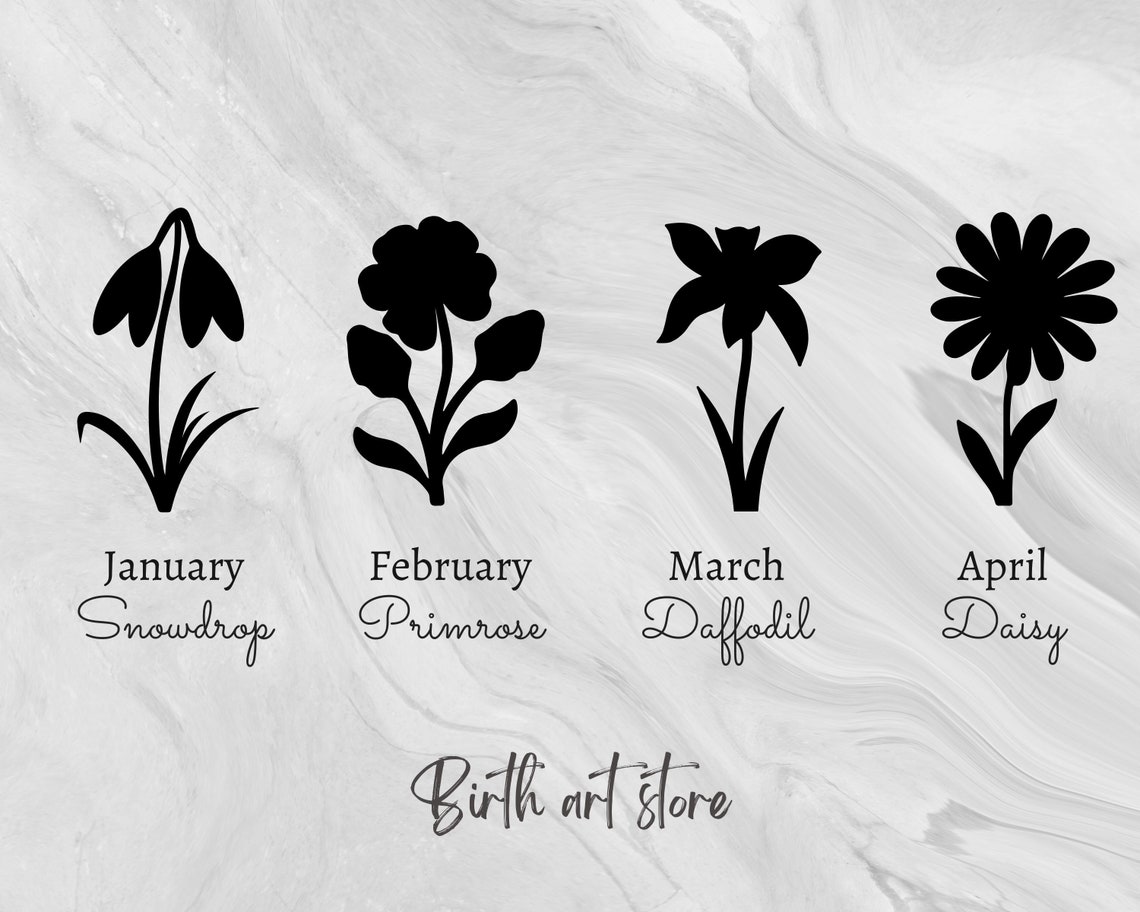 Birth Month Flower Svg Bundle, Birth Flower Svg, Birth Month Bouquet ...