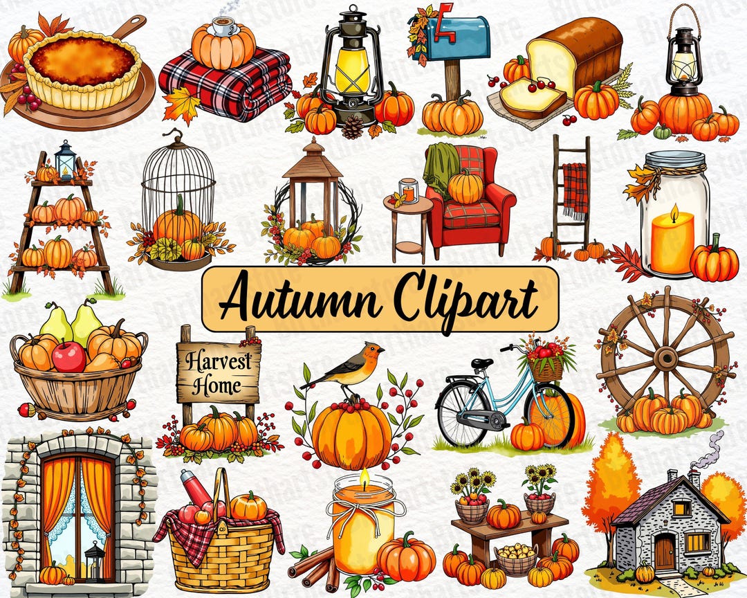 Autumn Clipart Collection | Cozy Watercolor Fall Art | Scrapbooking Set ...