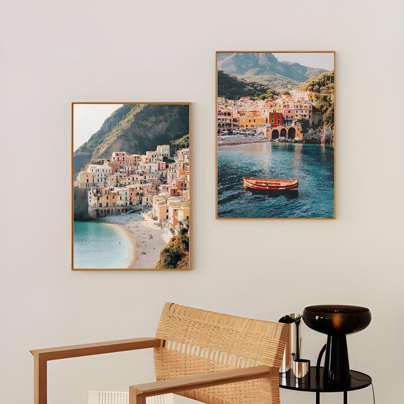 Amalfi Coast Print Set of 3, Italian Coastline Wall Art, European ...