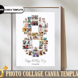 Birthday Number Photo Collage, 8th Birthday Memory Collage, Custom ...