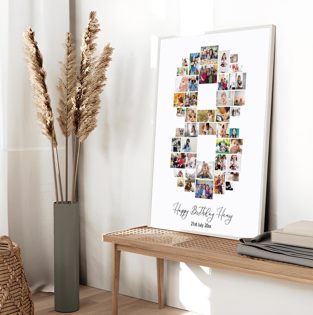 Birthday Number Photo Collage, 8th Birthday Memory Collage, Custom ...