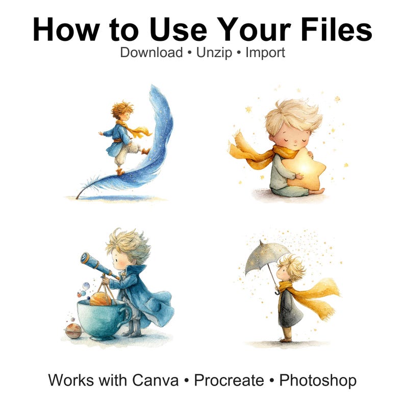 Watercolor Little Prince Clipart • PNG the Little Prince Digital ...